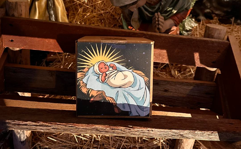 Church Places Baby Jesus Boxes Containing Goodies In Nativity - WFIN ...